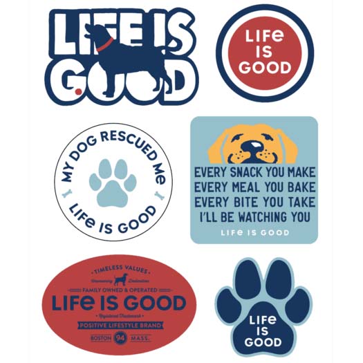 Life is Good Dog Pack Six-Pack Sticker Pack