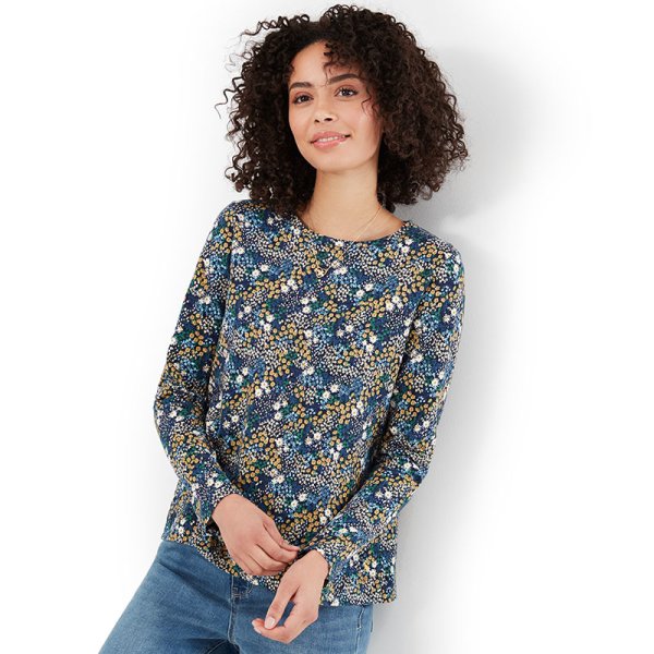 Joules Lottie Print Long Sleeve Classic Crew Top