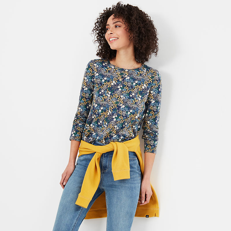 Joules Lottie Print Long Sleeve Classic Crew Top