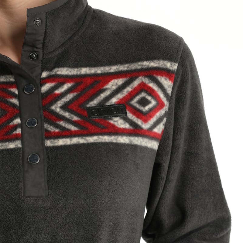 Cinch Charcoal Fleece Pullover for Women